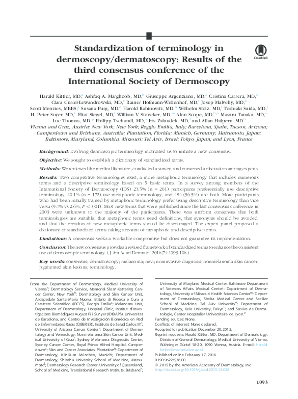 (PDF) Standardization of terminology in dermoscopy/dermatoscopy ...