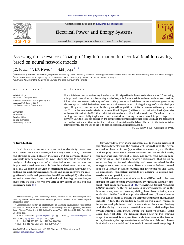 Pdf Assessing The Relevance Of Load Profiling Information In Electrical Load Forecasting Based