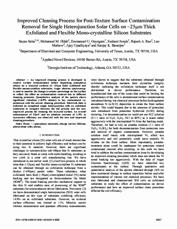 (PDF) Silicon Wafer Cleaning: A Fundamental and Critical Step in ...
