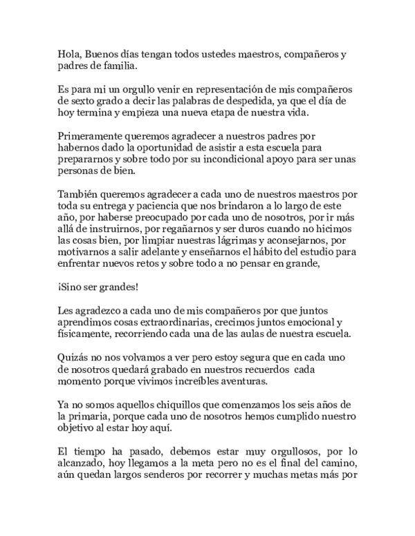(DOC) Palabras de despedida