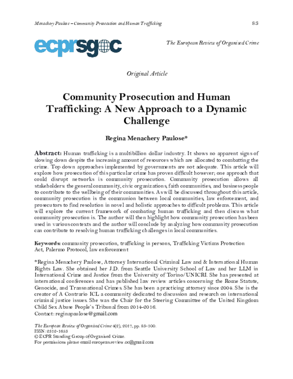(PDF) Community Prosecution and Human Trafficking: A New Approach to a ...