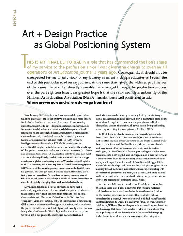 (PDF) Art + Design Practice as Global Positioning System