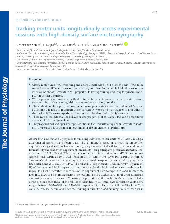 (PDF) Tracking motor units longitudinally across experimental sessions ... (PDF) Tracking motor units longitudinally across experimental sessions ...
