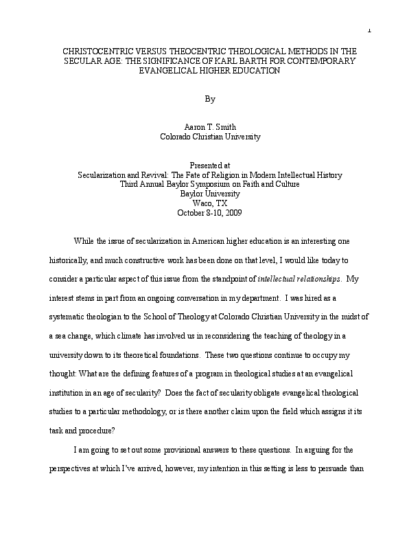 (PDF) Christocentric versus Theocentric Theological Methods