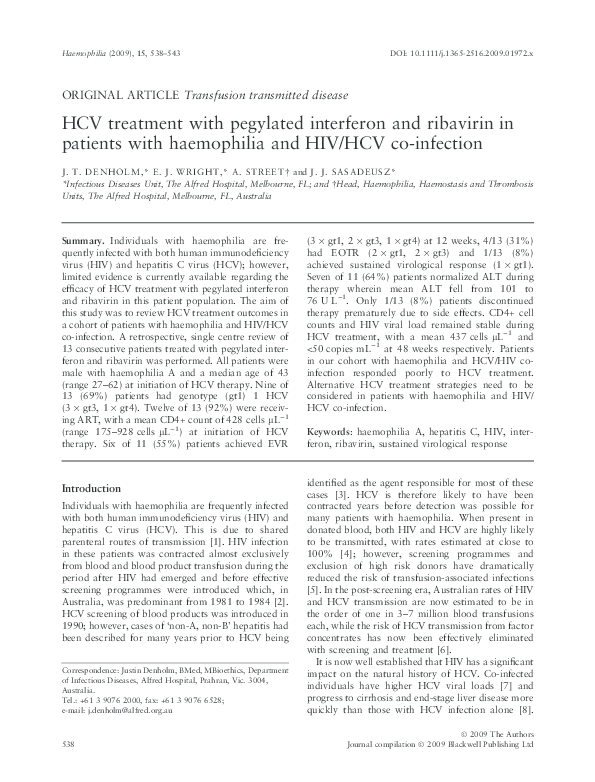 (PDF) Pegylated IFN-α2b plus ribavirin as therapy for chronic hepatitis ...