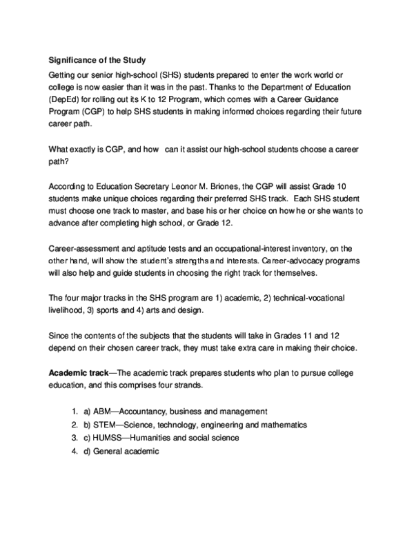 (DOC) Significance of the Study