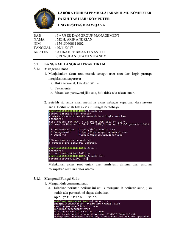 Pdf Bab3 User And Group Management Administrasi Sistem Moh Arif Andrian
