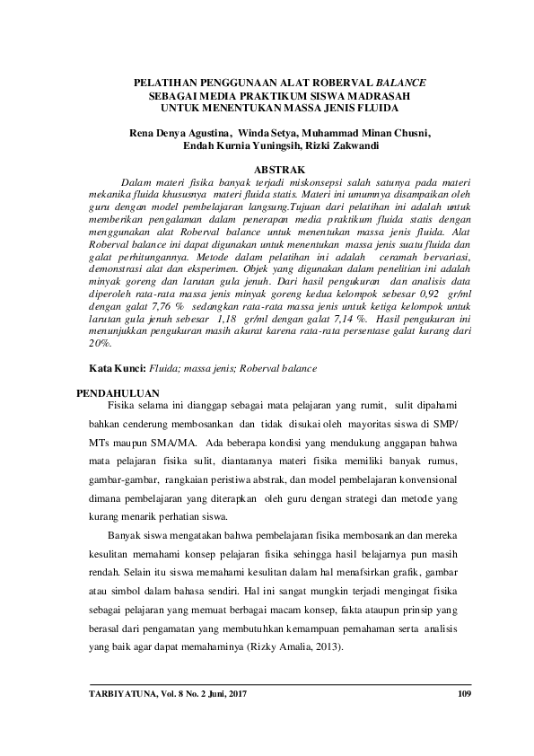 (PDF) PELATIHAN PENGGUNAAN ALAT ROBERVAL BALANCE SEBAGAI MEDIA PRAKTIKUM SISWA MADRASAH UNTUK ...
