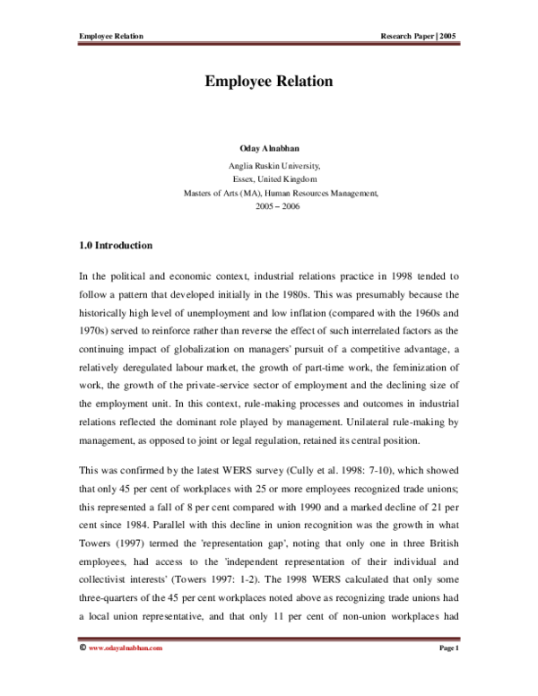 (PDF) Employee Relation