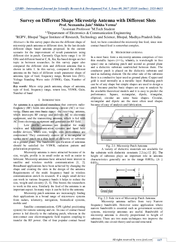 (PDF) Survey on Different Shape Microstrip Antenna with Different Slots
