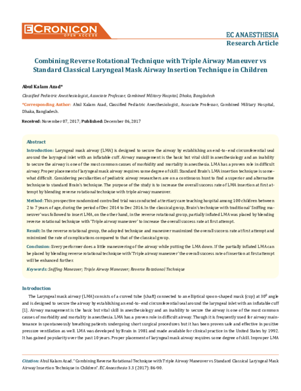 (PDF) EC ANAESTHESIA Combining Reverse Rotational Technique with Triple ...