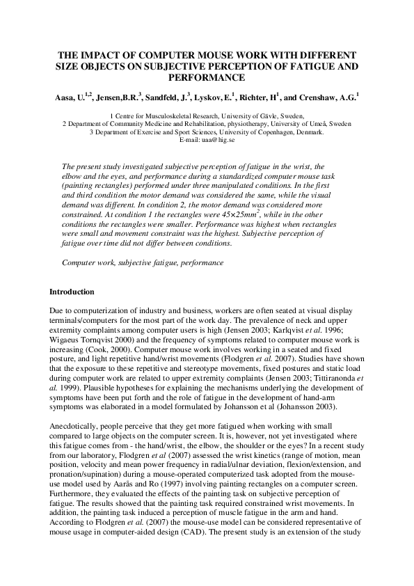 (PDF) THE IMPACT OF COMPUTER MOUSE WORK WITH DIFFERENT SIZE OBJECTS ON ...