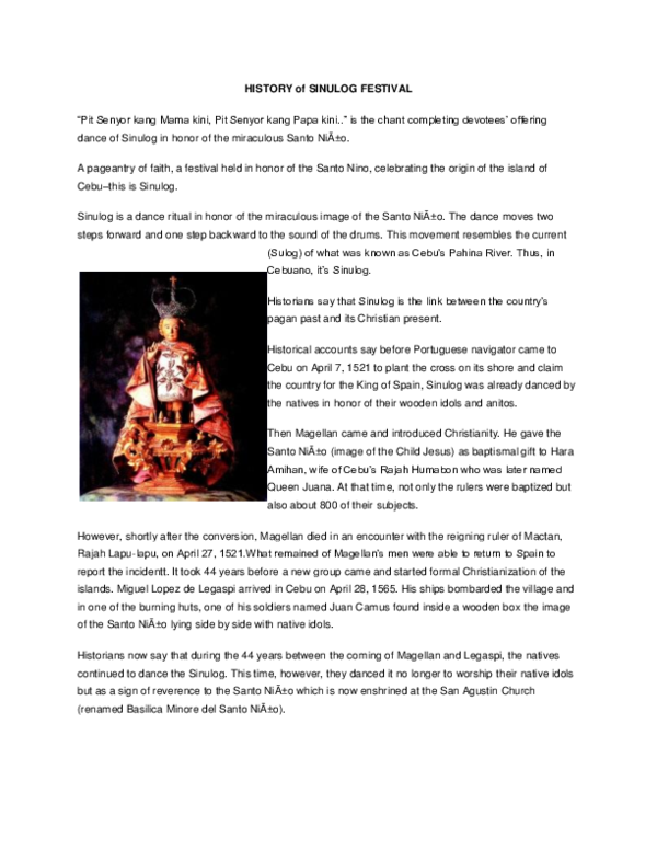(DOC) HISTORY of SINULOG FESTIVAL