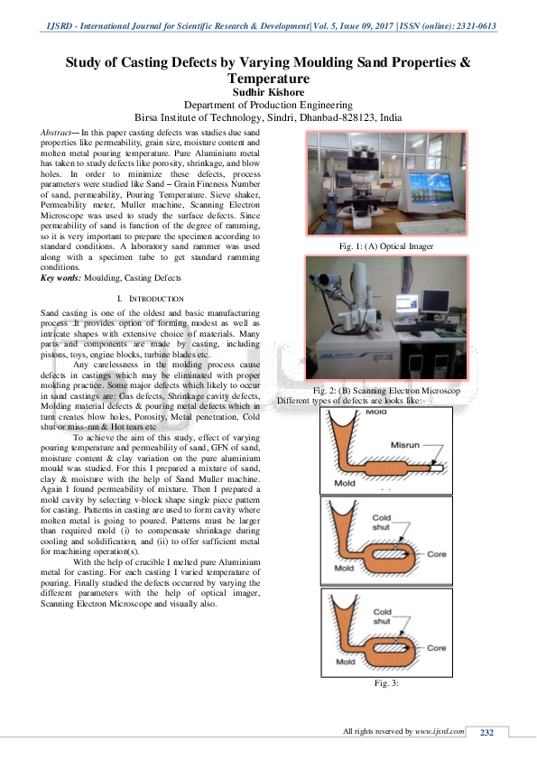 (PDF) Study of Casting Defects by Varying Moulding Sand Properties ...