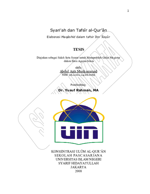 (PDF) Abdul Aziz Muchammad Syariah dan Tafsir al Quran Elaborasi ...