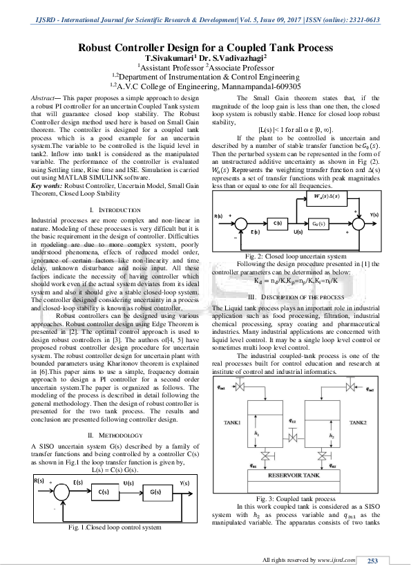 (PDF) Robust Controller Design for a Coupled Tank Process