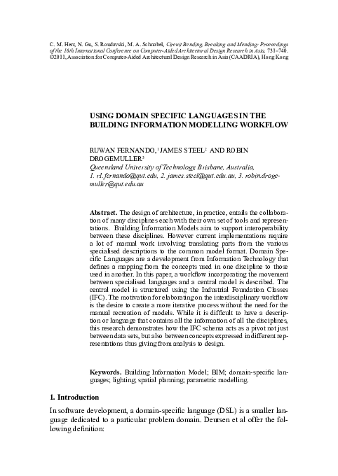 Pdf Using Domain Specific Languages In The Building Information Modelling Work Flow