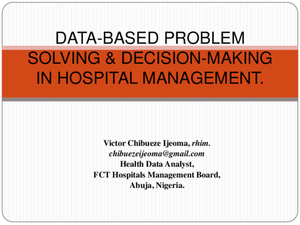 (PPT) Data Based Problem Solving Decision Making in Hospital Mgt