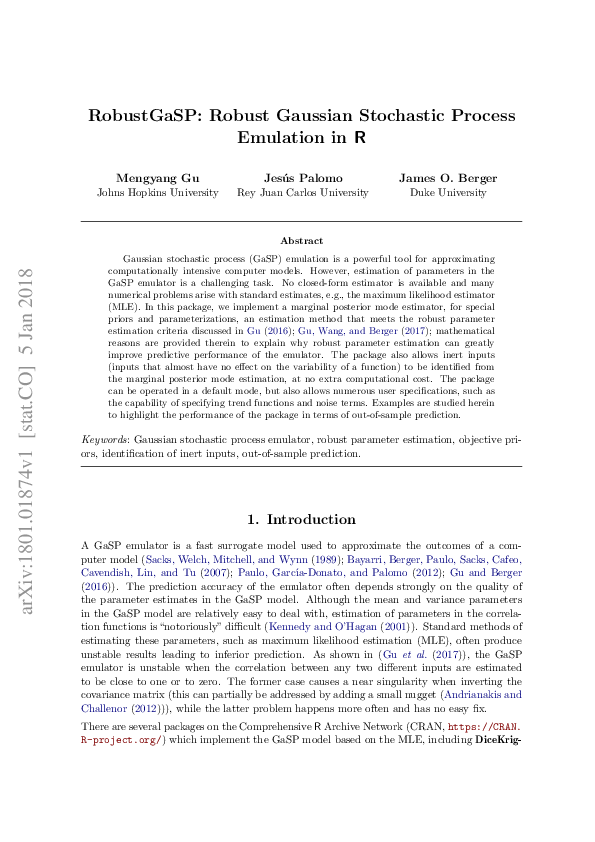 (PDF) RobustGaSP: Robust Gaussian Stochastic Process Emulation in R