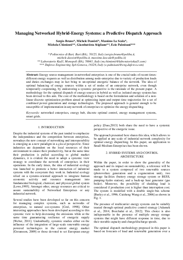 (PDF) Managing Networked Hybrid-Energy Systems: A Predictive Dispatch Approach