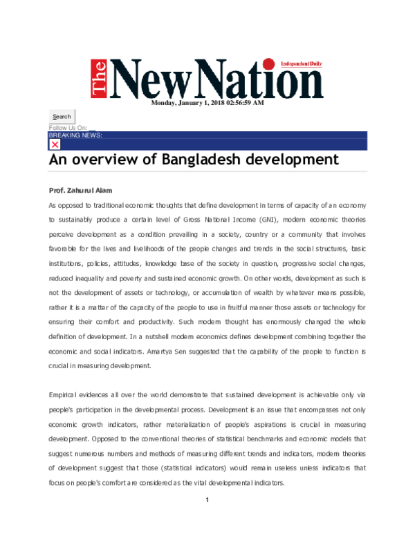 (PDF) An overview of Bangladesh development