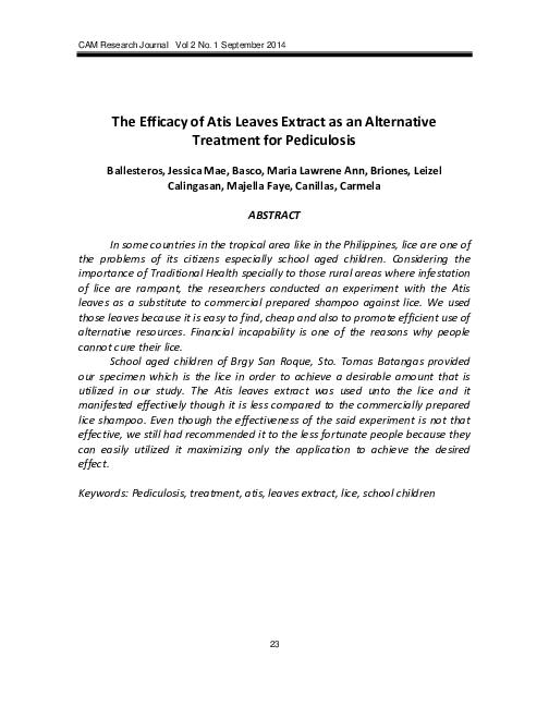 (PDF) The Efficacy of Atis Leaves Extract as an Alternative Treatment ...