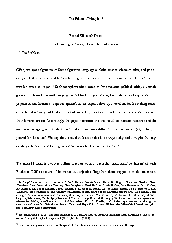 (PDF) The Ethics of Metaphor