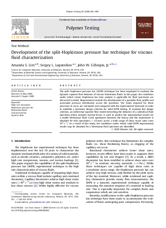 (PDF) Development of the split-Hopkinson pressure bar technique for ...
