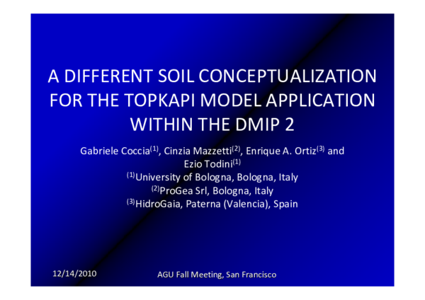 (PDF) A Different Soil Conceptualization for the Topkapi Model Application Within the Dmip 2