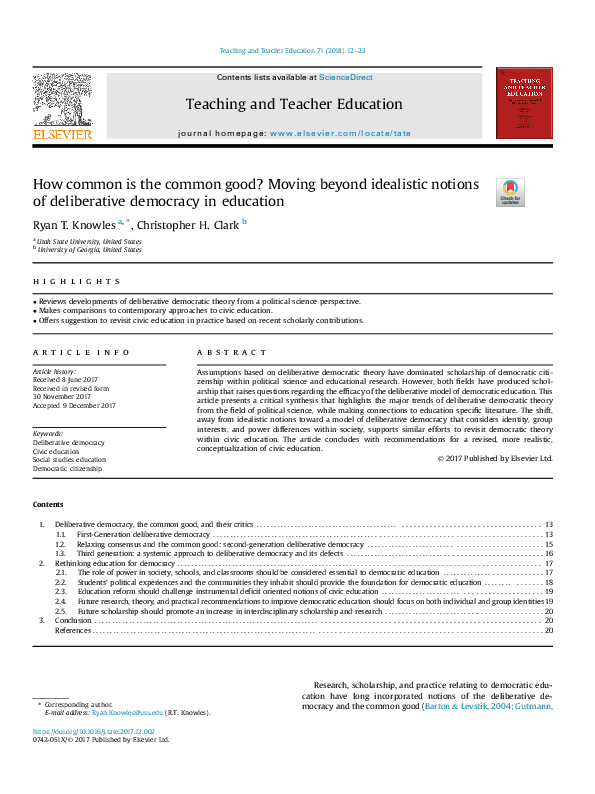 (PDF) How common is the common good? Moving beyond idealistic notions ...
