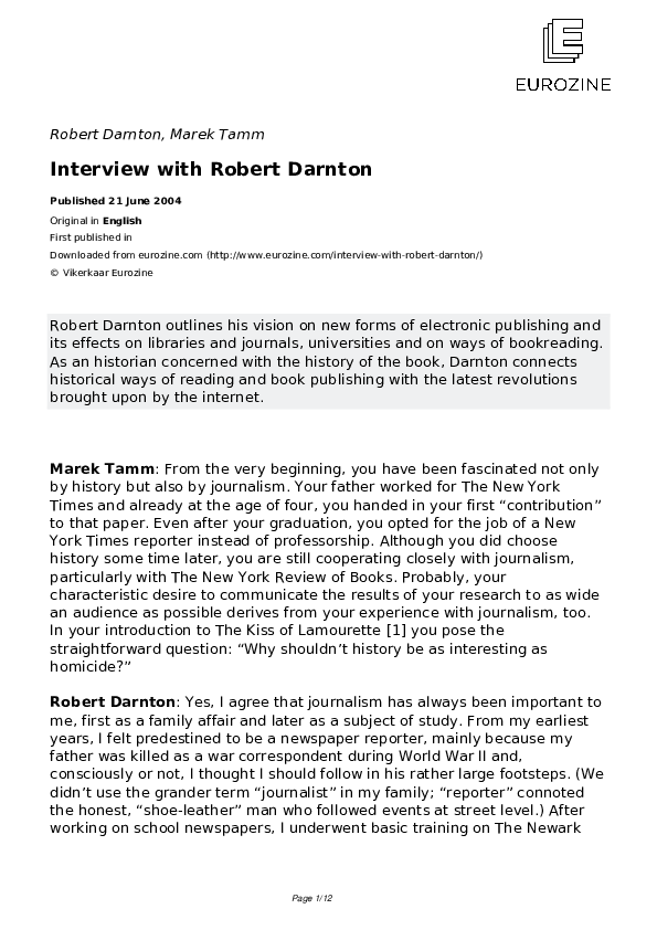 (PDF) Interview with Robert Darnton (2004)