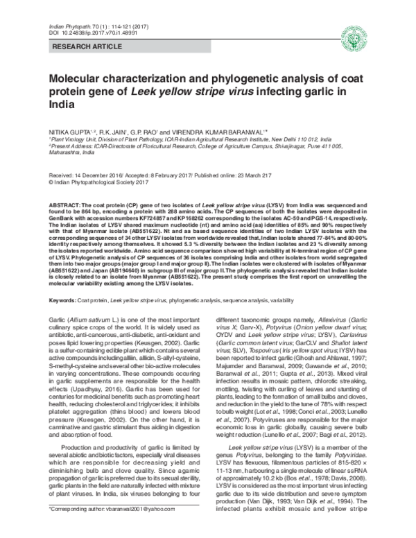 (PDF) Molecular characterization and phylogenetic analysis of coat ...