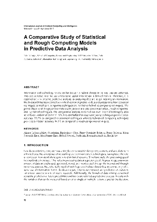 (PDF) A comparative study of statistical and rough computing models in predictive data analysis