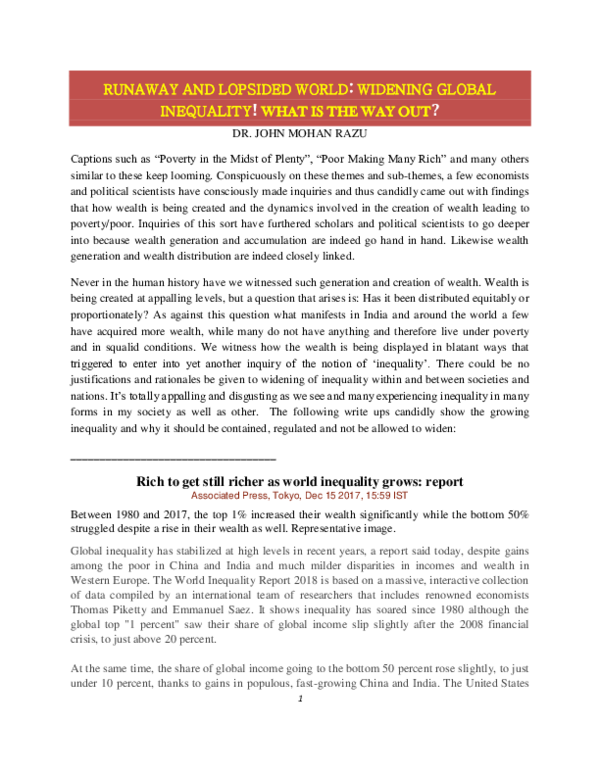 (PDF) RUNAWAY AND LOPSIDED WORLD: WIDENING GLOBAL INEQUALITY! WHAT IS ...