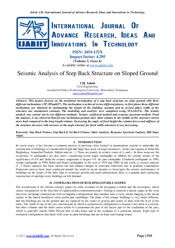 (PDF) Seismic Analysis of Step Back Structure on Sloped Ground