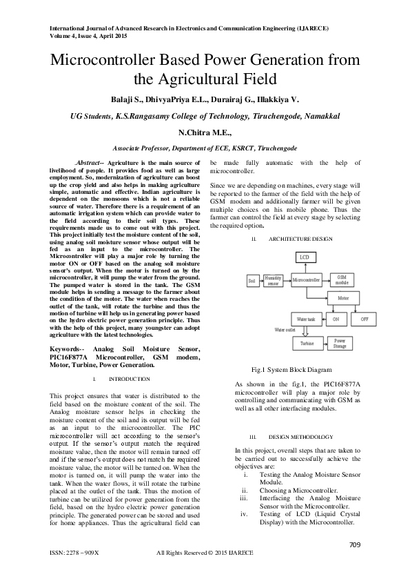 (PDF) Microcontroller Based Power Generation from the Agricultural Field