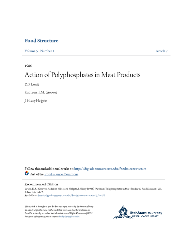 (PDF) Food Structure Action of Polyphosphates in Meat Products ...