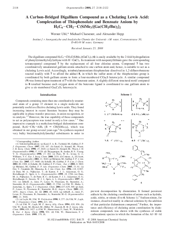 (PDF) A Carbon-Bridged Digallium Compound as a Chelating Lewis Acid ...