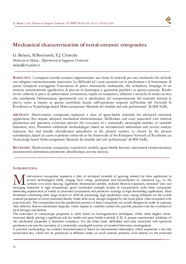 (PDF) Mechanical characterization of metal-ceramic composites