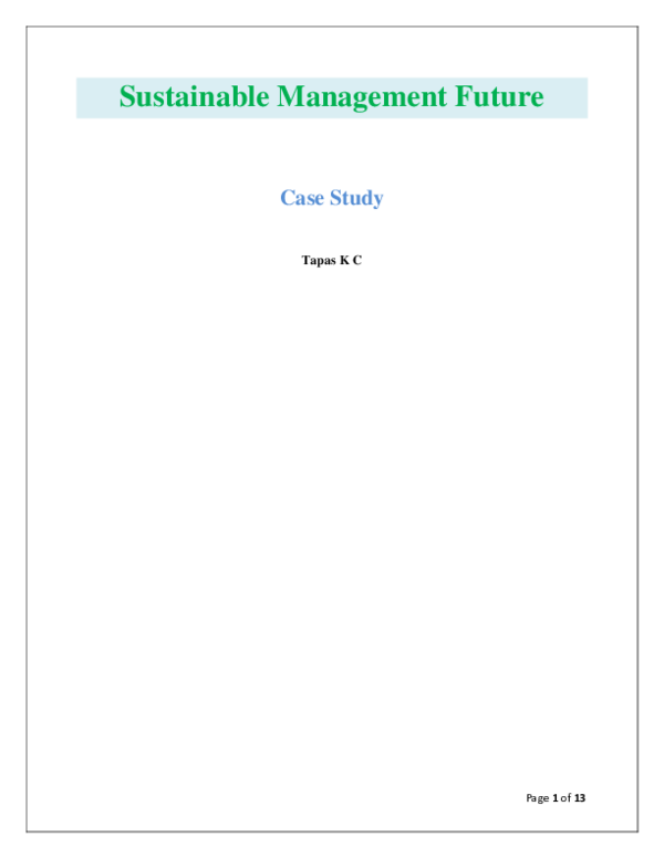 (DOC) Sustainable Management Future Case Study