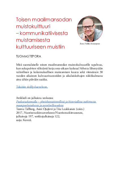 (PDF) Toisen maailmansodan muistokulttuuri – kommunikatiivisesta ...