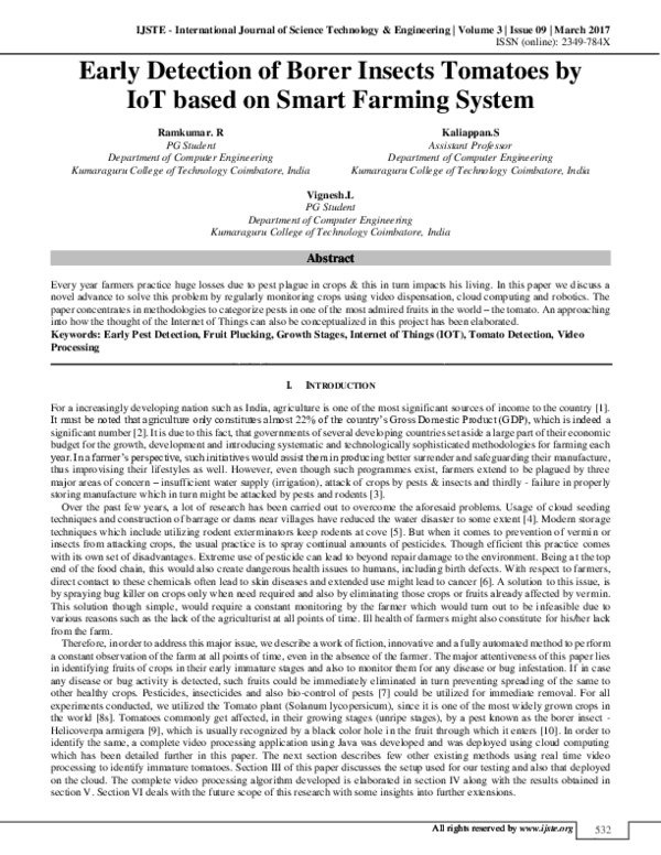 (PDF) Early Detection of Borer Insects Tomatoes by IoT based on Smart ...