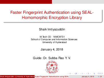 (PDF) Faster Fingerprint Authentication using SEAL- Homomorphic Encryption Library