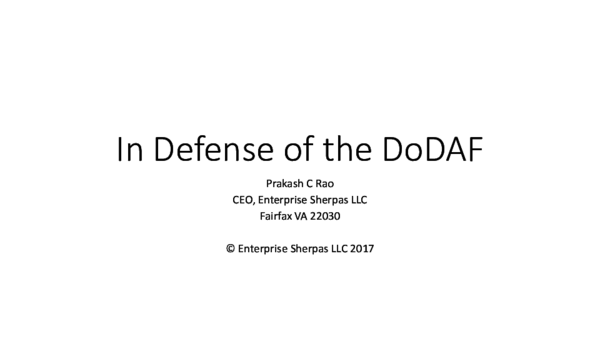(PPT) In Defense of the DoDAF (DoD Architecture Framework)