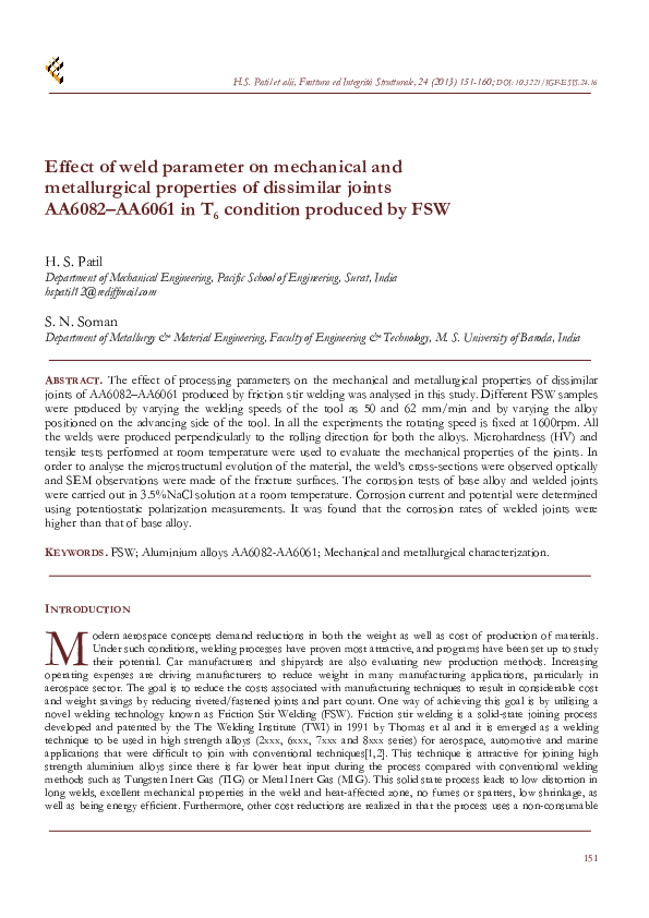 (PDF) Effect of weld parameter on mechanical and metallurgical properties of dissimil.PDF