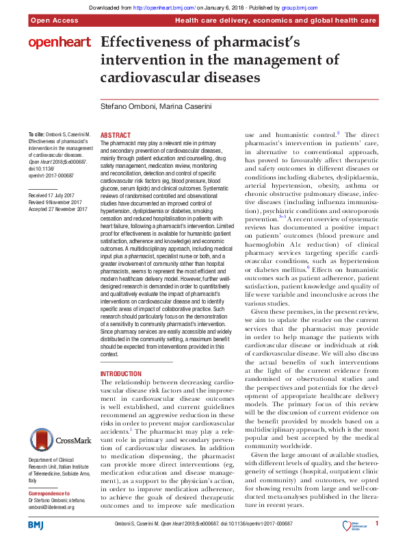 (PDF) Effectiveness of pharmacist’s intervention in the management of ...
