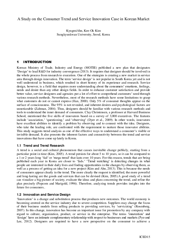 (DOC) A Study on the Consumer Trend and Service Innovation Case in ...