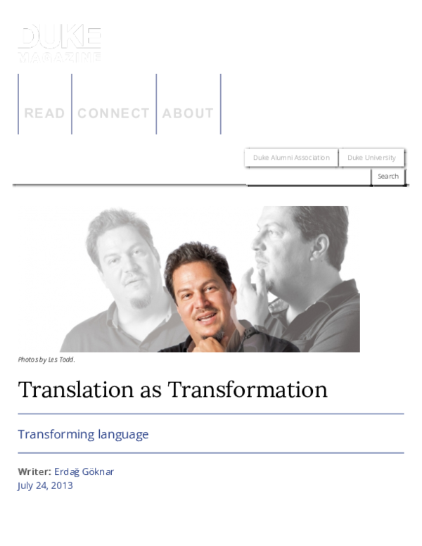 (PDF) Translation as Transformation: Transforming language