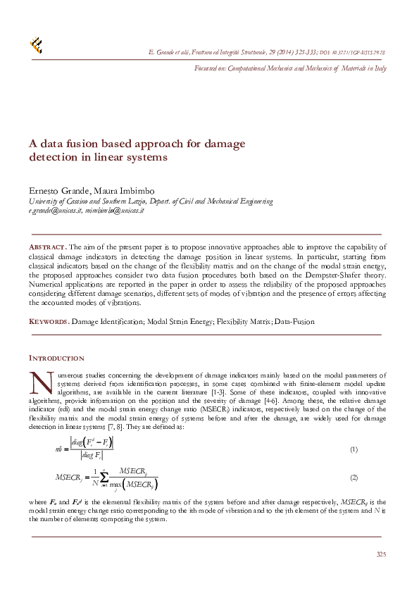 (PDF) A data fusion based approach for damage detection in linear ...