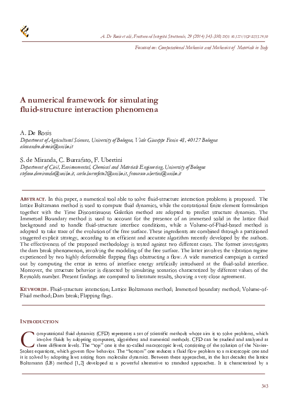 Pdf A Numerical Framework For Simulating Fluid Structure Interaction Phenomena Pdf